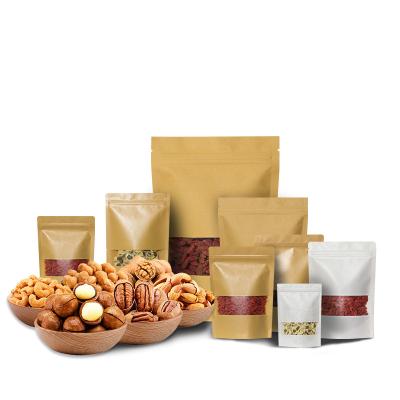 China Biodegradable Kraft Paper Stand Up Pouch with Zipper and Window 100mm x 200mm Custom Size for sale