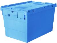 China Attached Lid Plastic Stacking Storage Bins Nestable for Logistic Packaging Moving for sale
