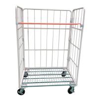 China Galvanized Welded Industrial Warehouse Storage Cage Metal Wire Mesh Roll Cage Cart for sale