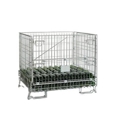 China Manipulator Warehouse Storage Steel Wire Mesh Pallet Cage Welding Folding for sale