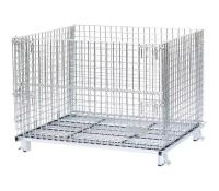 China Galvanized Metal Warehouse Storage Cage Rolling Cart Collapsible With Wheels for sale