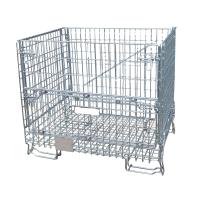 China Galvanized Metal Warehouse Storage Cage Rolling Cart Collapsible With Wheels for sale