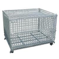 China Galvanized Storage Wire Mesh Container Foldable Collapsible With Top Cover Dividers for sale