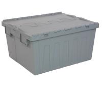 China Attached Lid Plastic Storage Crates Stackable Nestable With For Warehouse for sale