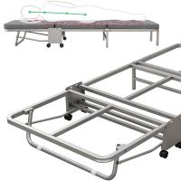 China Portable Folding Bed with Mattress for Adults Rolling Camping Cot Pull Out Guest in room Wheels Outdoor Sleeper for sale