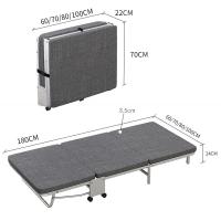 China Rollaway Folding Bed with Mattress Portable Camping Cot Guest , Office Movable Nap Sleeper Wheels Sturdy Metal Frame for sale