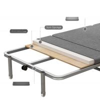 China Rollaway Folding Bed with Mattress Portable Camping Cot Guest , Office Movable Nap Sleeper Wheels Sturdy Metal Frame for sale
