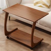 China Rolling Study Desk Modern Bamboo Coffee Table Small Side for Sofa Couch and Bed 2 Layer Rack Working Station in Living Room for sale