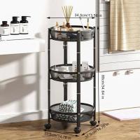 China Black and White Floor-standing Round Storage Rack 3-layer Fruit Vegetable Basket Snack with No Installation Required for sale