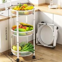 China Black and White Floor-standing Round Storage Rack 3-layer Fruit Vegetable Basket Snack with No Installation Required for sale