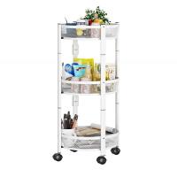 China Black and White Floor-standing Round Storage Rack 3-layer Fruit Vegetable Basket Snack with No Installation Required for sale