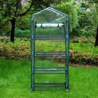 China NATURE Pressure Treated Wood 4Tier Garden Greenhouse PE Cover Roll-Up Zipper Door Portable Waterproof Cloth Tent Grow Seeds for sale