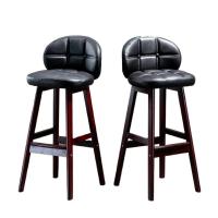 China Solid Wood Chair Home Restaurant Kitchen Island Bar Front Desk High Stool with PU Pad and Non-slip , Sitting Height for sale