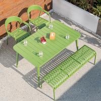 China Modern Design Style NO Folded Dining Room Table Set Green Metal Outdoor Coffee and Chairs Bar for Courtyard for sale