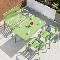 China Modern Design Style NO Folded Dining Room Table Set Green Metal Outdoor Coffee and Chairs Bar for Courtyard for sale