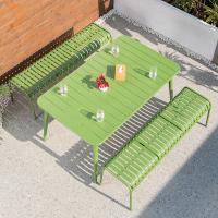 China Modern Design Style NO Folded Dining Room Table Set Green Metal Outdoor Coffee and Chairs Bar for Courtyard for sale
