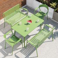 China Modern Design Style NO Folded Dining Room Table Set Green Metal Outdoor Coffee and Chairs Bar for Courtyard for sale