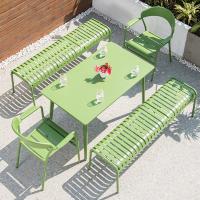 China Modern Design Style NO Folded Dining Room Table Set Green Metal Outdoor Coffee and Chairs Bar for Courtyard for sale