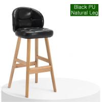 China Black Bar Stools Set of 2 Accent Wooden Back Counter Height Stool Fabric Upholstered Design Mail Packing PU Cushioned Seat for sale
