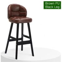 China Black Bar Stools Set of 2 Accent Wooden Back Counter Height Stool Fabric Upholstered Design Mail Packing PU Cushioned Seat for sale