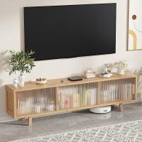 China Modern TV Stand Home Furniture Storage Table Wooden Cabinet with Glass Door Rack in Living Room for sale