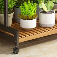 China Flower Pot Stand Rack Holder,Display Plant Ladder Outdoor Indoor Storage Organizer , Rolling with Wheels, for sale