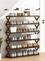 China Living Room Furniture Bamboo Shoe Rack Storage Folding Flower Multi-layer Shelf Frame Free-installation Pot Stand Frame for sale