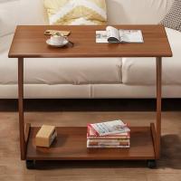 China Rolling Side Table Stable Over bed Study Desk Modern Coffee Office Small Working Station Balcony 2 Tiers Rack for sale