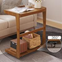 China 2-Tier Side Table with Wheels, Flipped C-Shaped Small Desk for Sofa Living Room Bedroom Balcony Mobile Home Decor for sale