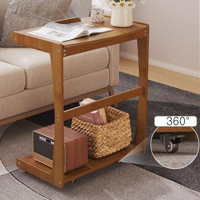 China 2-Tier Side Table with Wheels, Flipped C-Shaped Small Desk for Sofa Living Room Bedroom Balcony Mobile Home Decor for sale