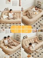 China Small Apartment Lounger Convertible Futon Sofa Bed with Adjustable Backrest Cotton Linen Fabric Memory Foam Loveseat for sale