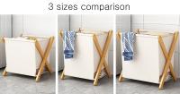 China X Frame Laundry Hamper,Collapsible Basket with Removable Bag Wood Sorter, Dirty Clothes Storage Organizer for sale