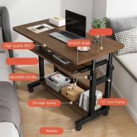 China Large Lift-Able Bedside Study Computer Desk with Wheels Removable Table and Lower Storage Rack for sale