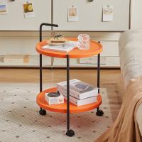 China General Home Furniture Plastic Sofa Side Small Corner Coffee Table with Wheel in Living Room 2 Layer Storage Shelf Holder for sale