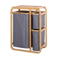 China 3 Tiers Laundry Basket Shelf Storage Hamper with 3 Separate for Towel Cloth in Bathroom Room for sale
