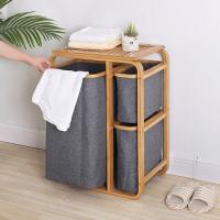 China 3 Tiers Laundry Basket Shelf Storage Hamper with 3 Separate for Towel Cloth in Bathroom Room for sale