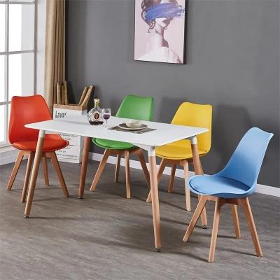 China Modern Dining Kitchen Chairs Elegant Mid Side Cushion Seat and Solid Wood Legs Seater Set for Your Contemporary Lifestyle for sale