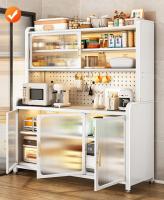 China Multi Function Cabinet Kitchen -Vintage tableware Side Storage Organizer Container Floor Table for Microwave for sale