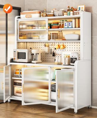 China Multi Function Cabinet Kitchen -Vintage tableware Side Storage Organizer Container Floor Table for Microwave for sale