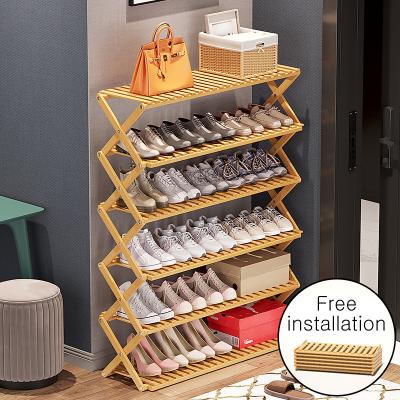 China Shoe Rack Folding Shelves Space Saver, Apartment Collapsible Organizer, Free Installation Storage for Entryway for sale