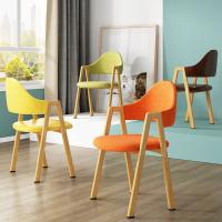 China Family Office Chair in Dining Nordic Style Wood Pattern Backrest Leisure Stool Minimalist Home Furniture Garden for sale