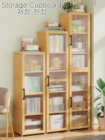 China Apartment Storage Organizer Cube with Doors,Bamboo Tall Bookcase Rack Shelving Unit, Cabinet Container in Living Room for sale