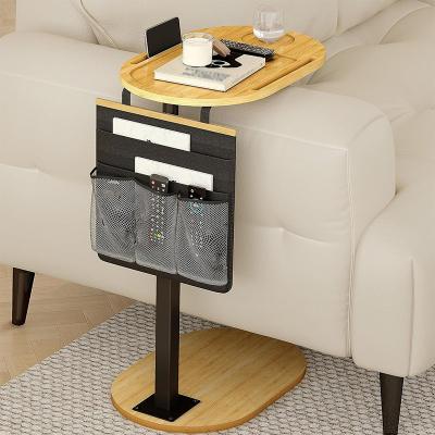China Adjustable Height Sofa Tray, Small side Coffee Table with Storage Bag, freestanding C-shaped Bedside Corner Rack for sale