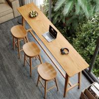 China Nordic Solid Wood Bar Table Home Balcony Leisure Long High Coffee Shop Milk Tea for sale