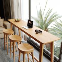 China Nordic Solid Wood Bar Table Home Balcony Leisure Long High Coffee Shop Milk Tea for sale