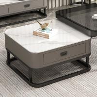 China Living Room Furniture Metal Glass Coffee Table with Drawer Storage and Adjustable Height Combination for sale