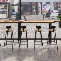 China Modern Bar Table, Commercial Solid Wood Restaurant Milk Tea Shop Cafe Long High Foot Wall Narrow for sale