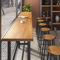 China Modern Bar Table, Commercial Solid Wood Restaurant Milk Tea Shop Cafe Long High Foot Wall Narrow for sale
