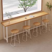 China Modern Bar Table, Commercial Solid Wood Restaurant Milk Tea Shop Cafe Long High Foot Wall Narrow for sale