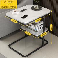 China Sofa Side Table, Living Room Cabinet, Double-layer Storage Rack, Small Balcony with Painted Steel Frame for sale